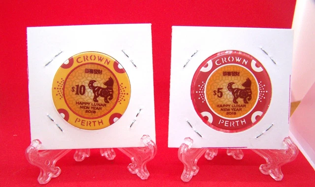 CROWN PERTH LUNAR New Year of the Dog 2018 $10 Chip & $5 chip $45.00 ...