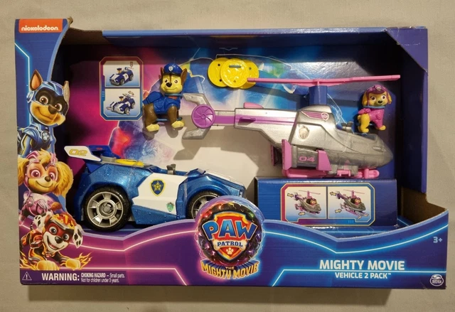 PAW PATROL THE Mighty Movie Car Helicopter 2 Vehicle Pack Chase Sky ...