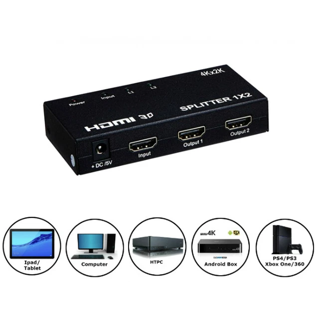 Hdmi Splitter 2 Way 1 Input 2 Output 1080p 4k 3d Full Hd Signal Distribution £14 95 Picclick Uk