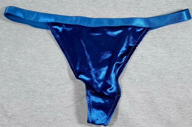 LIQUID SATIN SHINY DEEP BLUE STRING BIKINI THONG Panties S-M GLOSSY ...