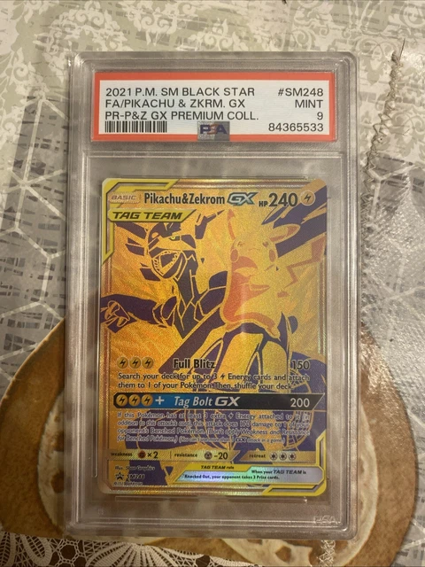 POKÉMON CARD TAG Team Pikachu E Zekrom Gx Full Art Gold SM248 PSA9 EUR 31,49 - PicClick IT