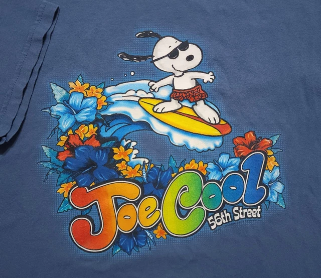 VINTAGE 1990-00S SNOOPY Joe Cool Peanuts Surf 56th Street Large Shirt £ ...