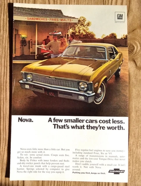 1970 CHEVROLET CHEVY Nova Door Hard Top Sandwich Shop Photo Vintage Car ...