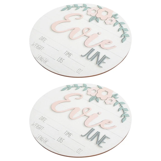2 PCS WOOD Newborn Photo Props Round Baby Announcement Sign £5.78 ...