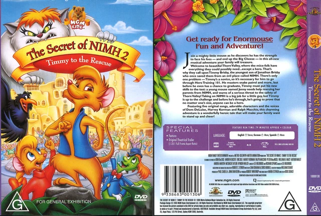 519 NEW SEALED DVD Region 4 THE SECRET OF NIMH 2 TIMMY TO THE RECUE $12 ...