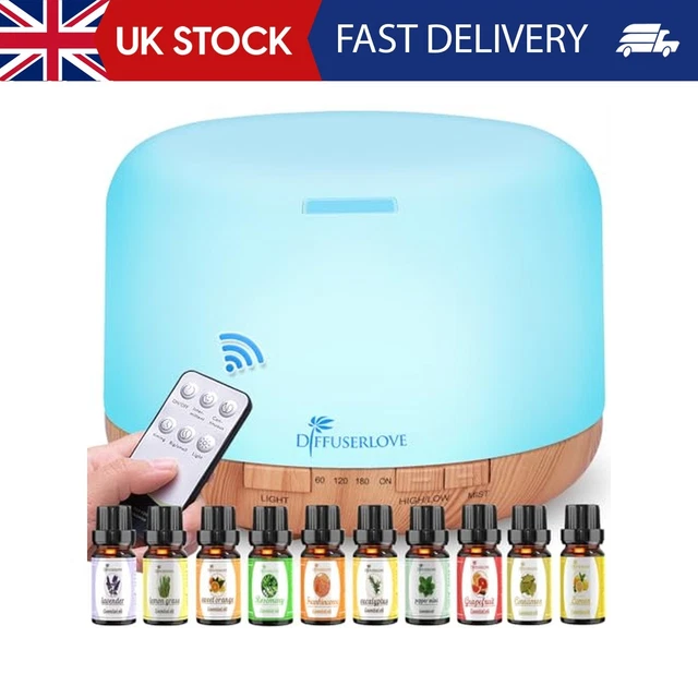 DIFFUSERLOVE ESSENTIAL OIL Diffuser 500ML Remote Control Ultrasonic Aromatherapy £23.99 ...