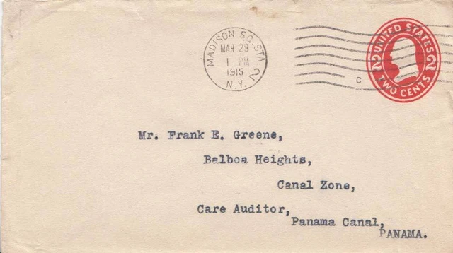 NEW YORK MADISON Sq. Sta. N.Y. 2 1915 Universal Machine Type BST2 2c ...