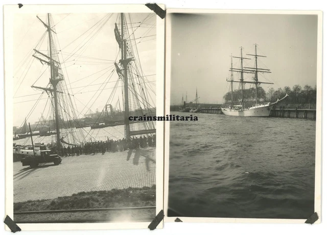 2X ORIG. FOTO Kriegsmarine Segelschiff Segler Boot NIOBE Hafen ...