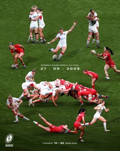 ENGLAND WOMEN RUGBY Red Roses: World Champions 2025 photograph 5 - 8" x ...