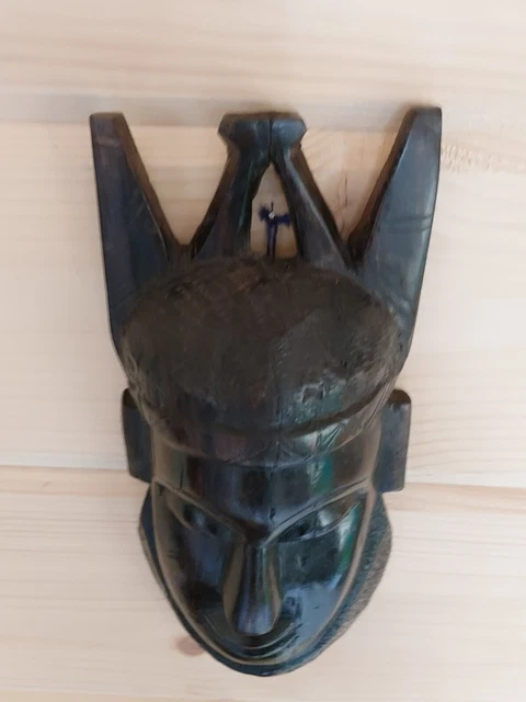 MASQUE ART TRIBAL Africain Ancien , taillé dans Bois massif genre Ebéne ...