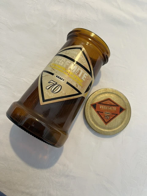 VINTAGE 1993 VEGEMITE Commemorative 70 Year Brown Glass Jar - Faded ...