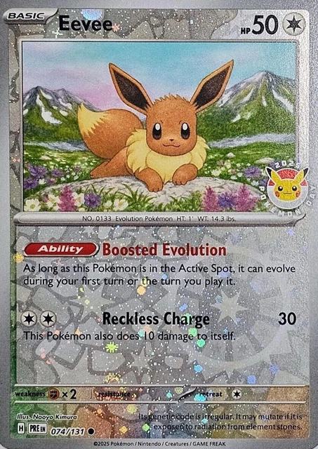 EEVEE PRISMATIC EVOLUTIONS Pokemon Day 2025 Stamped Promo Card 074/131 ...