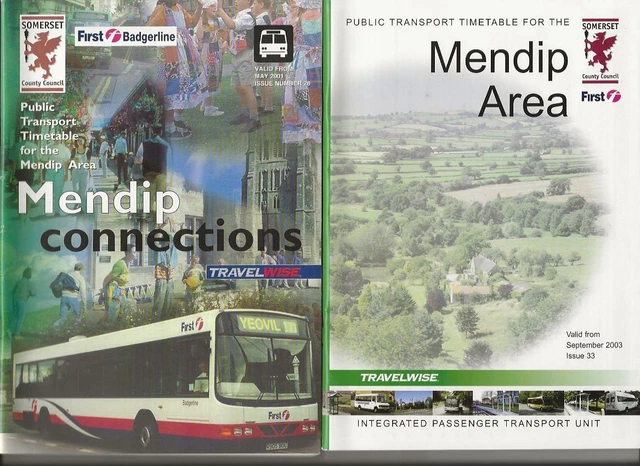 FIRST BUS BADGERLINE Mendip connections 2 A5 timetable 2001+03 Frome ...