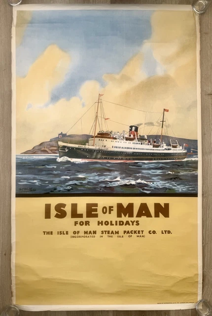 ORIGINAL 1950S ISLE OF MAN STEAM PACKET Co TRAVEL POSTER VINTAGE £285. ...