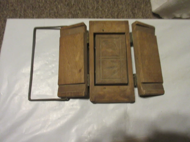 VINTAGE ANTIQUE PRIMITIVE Wooden Butter Press Mold Rectangular $26.57 ...