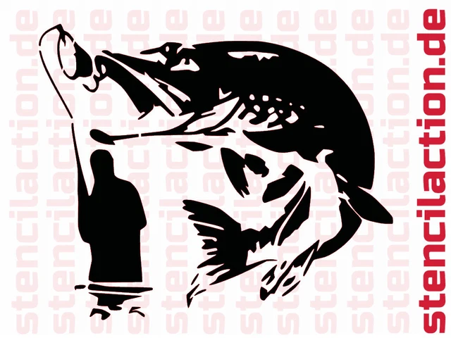SCHABLONE - ANGLER Angeln - 20x24 cm - Stencil Fisch Airbrush Upcycling ...
