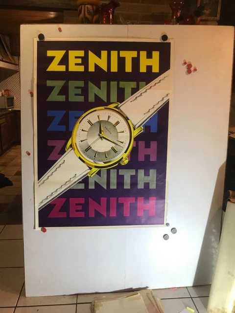 RARE 50S ZENITH Swiss Antique Watch Poster £307.44 - PicClick UK