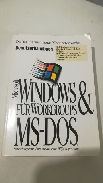 BENUTZERHANDBUCH MICROSOFT WINDOWS für Workgroups & MS-DOS EUR 4,95 ...