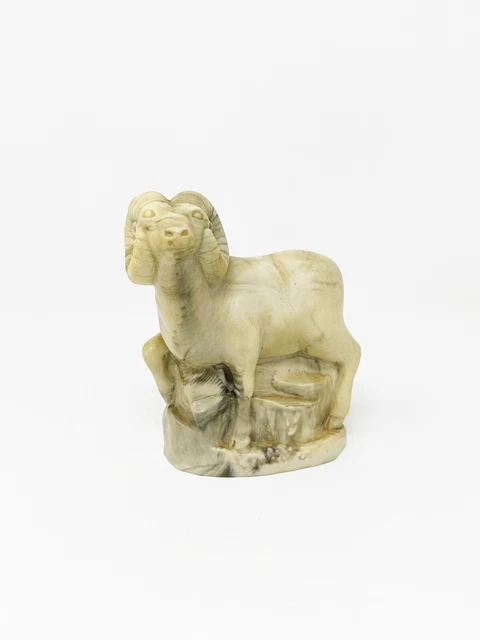 PEARLITE MARBLECRAFT RAM Mountain Goat Sculpture Carved Vintage Made In ...