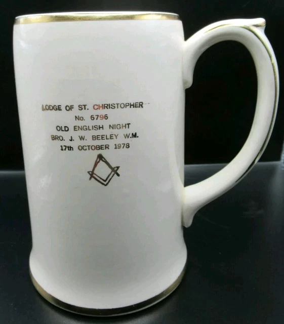 VINTAGE SADLER 1978 Masonic Ceramic Tankard Lodge Of St Christopher ...