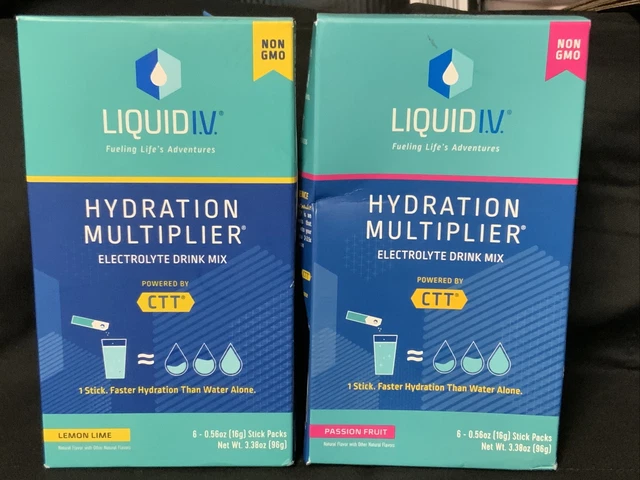 LIQUID IV HYDRATION MULTIPLIER Electrolyte 12 Total Sticks LEMON LIME ...