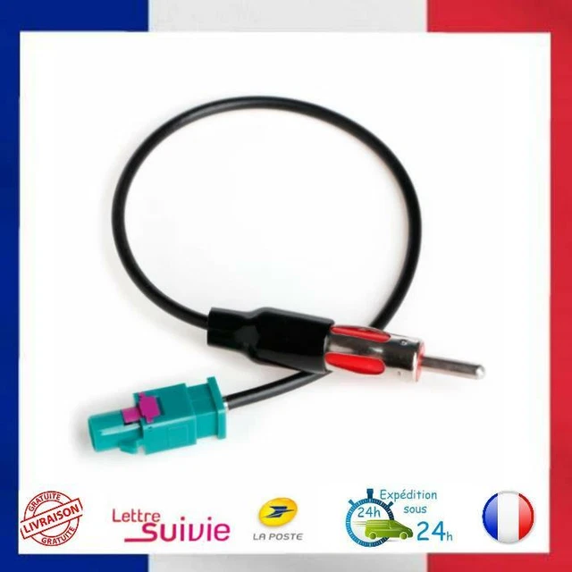 CABLE ADAPTATEUR FAKRA ISO POUR ANTENNE AUTORADIO pour 206 207 208 C3 ...