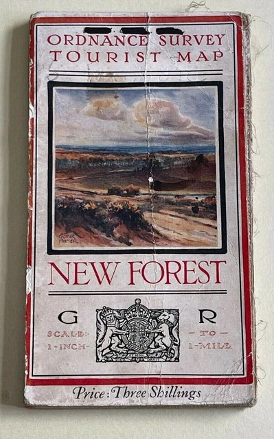 VINTAGE ORDNANCE SURVEY 1 inch cloth Tourist Map, The New Forest.. 1920 ...