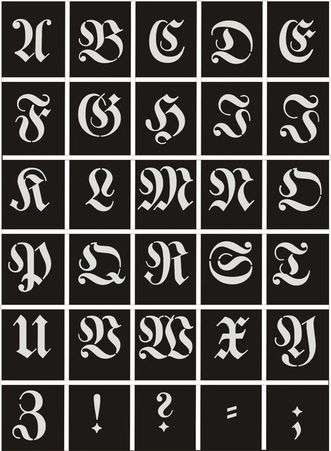 GROSSBUCHSTABEN A-Z 3-30CM;SCHRIFTTYP-WALFRA;STENCIL;SCHRIFTSCHABLONEN ...