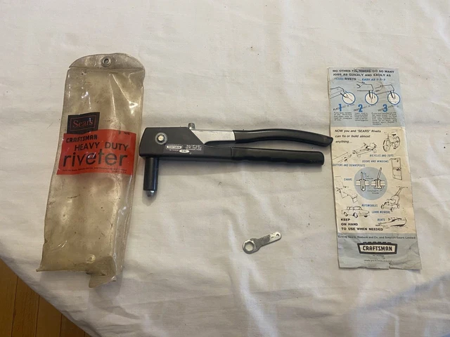 VINTAGE SEARS CRAFTSMAN Heavy Duty Pop Riveter Tool 9 7475 Made in USA ...