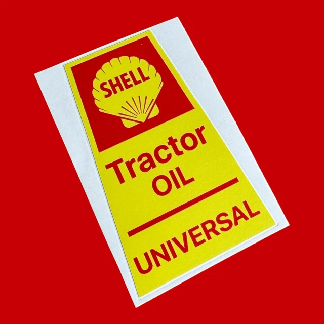 SHELL TRACTOR OIL Universal Vinyl Sticker Can Service Farm Jug pourer ...