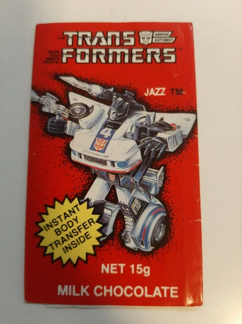 RARE VINTAGE TRANSFORMERS Chocolate Bar Wrapper with Tattoo - Jazz $14. ...