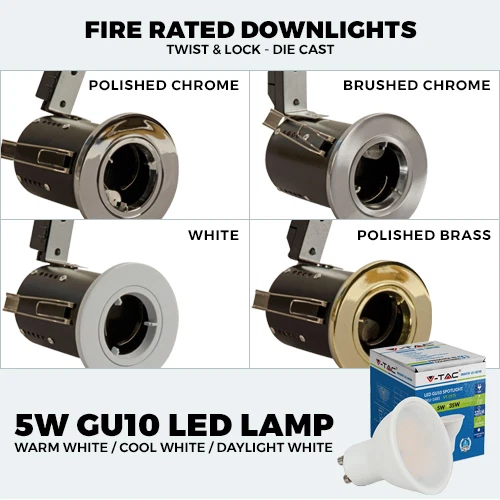 FIRE RATED LED Twist and Lock Downlights Aluminium Recessed Ceiling ...