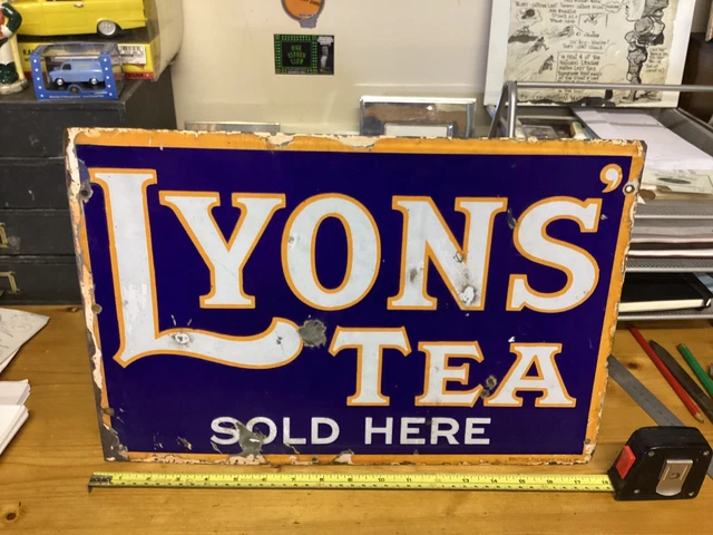 ORIGINAL ENAMEL SIGN,LYONS Tea,super Old Sign,,double Sided,GW ...
