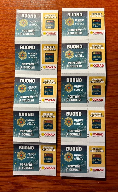 20 BOLLINI - CONAD Harry Potter MAGICHE COLLEZIONI + 20 BUONI SCUOLA ...