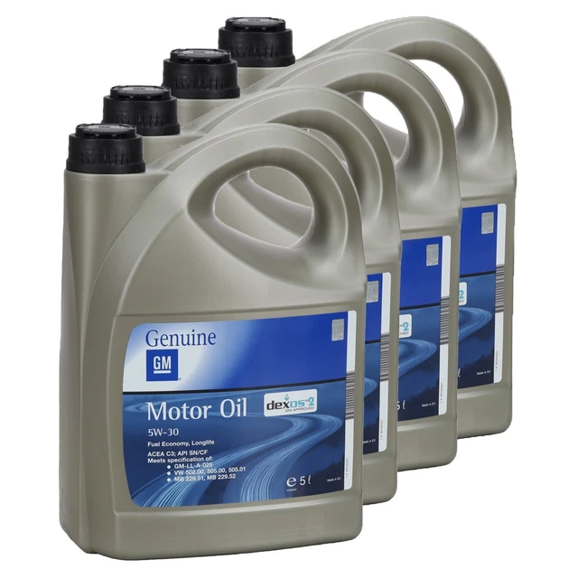 20L ORIGINALE GM Opel 5W-30 Dexos2 Olio Motore Longlife Gm-Ll-A-025/B ...