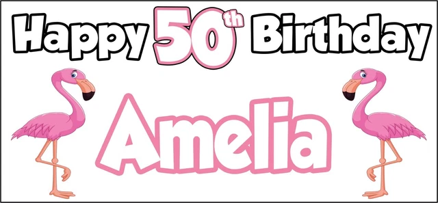 FLAMINGO 50TH BIRTHDAY Banner x2 Party Decorations Mum Sister Friend ...