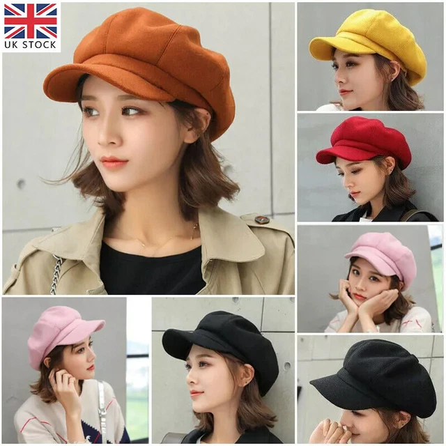 LADIES WOMEN GIRL Wool Blend Baker Boy Peaked Cap Newsboy Hat Retro ...