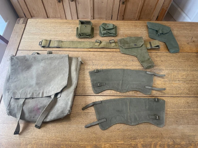 WW2 BRITISH ARMY Webbing Kit Belt Holsters X2 Gaiters Rucksack Ammo ...