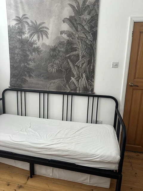FYRESDAL IKEA METAL Day Bed Frame Single/Double with 2 Mattresses ...