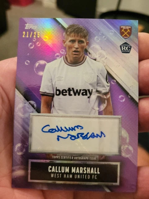 TOPPS WEST HAM Team Set Callum Marshall Purple Auto Signature 11/25 £19 ...