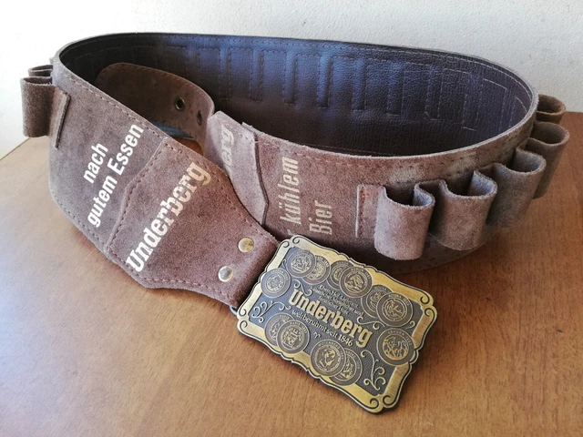 VTG RARE UNDERBERG Leather Suede Gun Bandolier Belt Buckle Beer Liquor ...