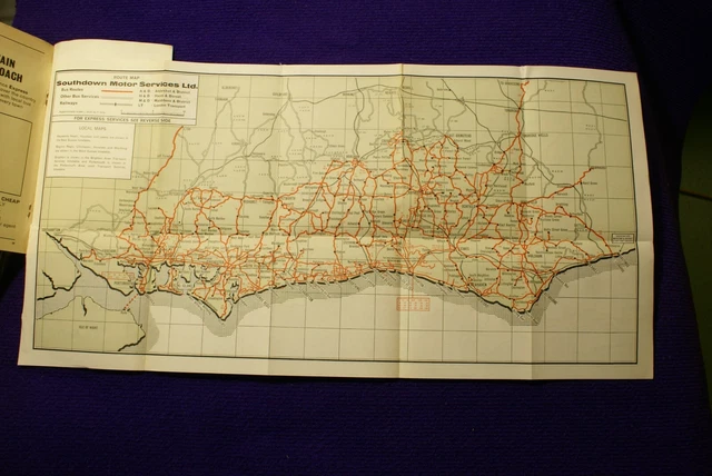 SOUTHDOWN BUS COACH Transport Timetable Route Map West Sussex Edition ...