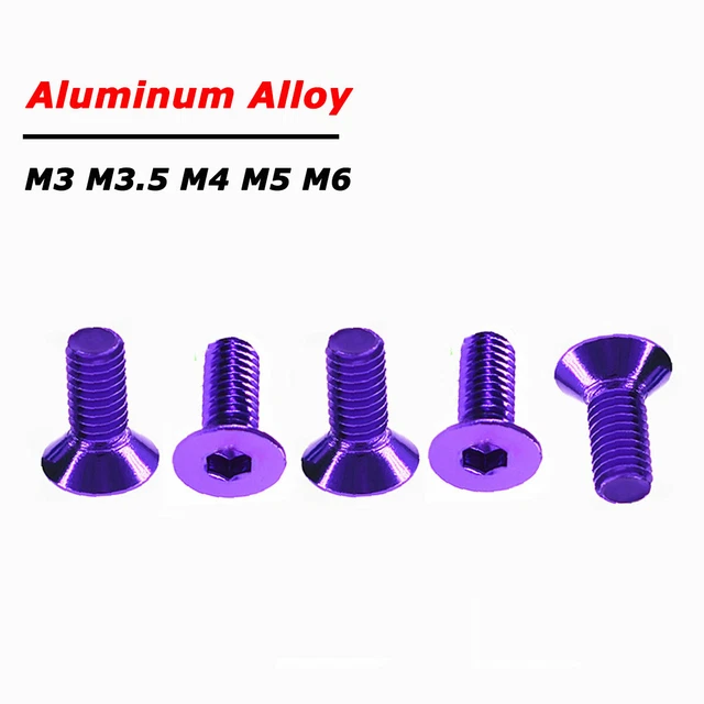 M3 M3.5 M4 M5 M6 Socket Flat Countersunk Screw Alu Hex Allen Bolt Anodize Purple EUR 1,93 ...