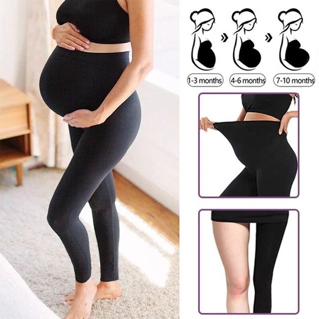 WOMEN HIGH WAIST Maternity Leggings Tummy Support Pants Postpartum ...