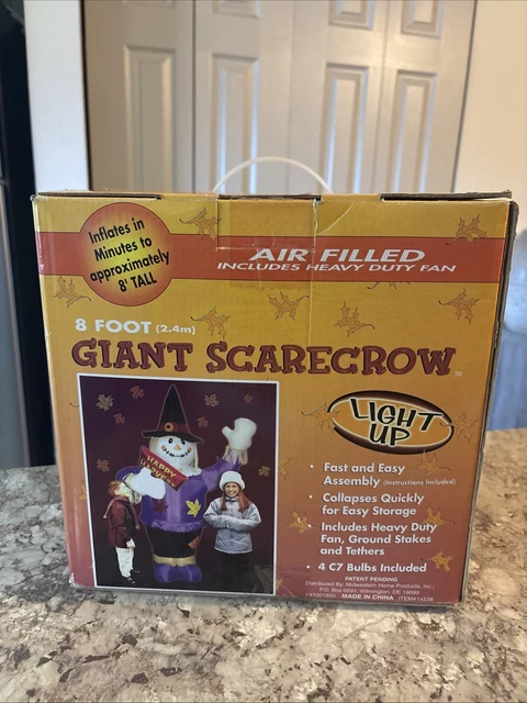 INFLATABLE 8 FOOT Giant Scarecrow Airblown Lighted Thanksgiving Yard ...