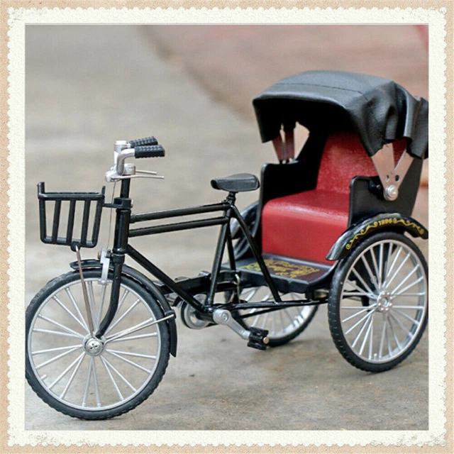 VINTAGE TRICYCLE MODELS Nostalgic Simulation Die-Cast Alloy Rickshaw ...