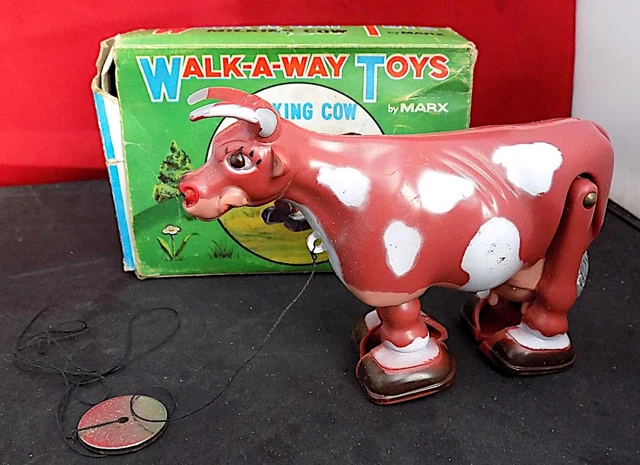 VINTAGE PLASTIC MILKING Cow Ramp Walker, Marx Walk-A-Way Toys, Hong ...