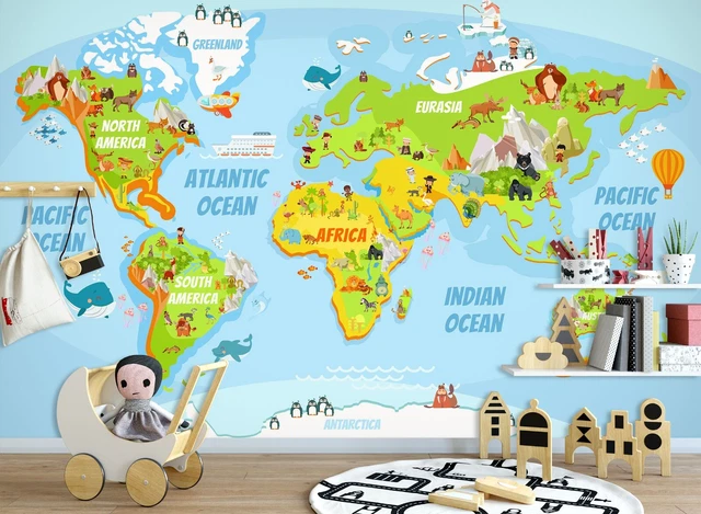 3D LIFE WORLD Map G6331 Wallpaper Wall Murals Removable Self-adhesive ...
