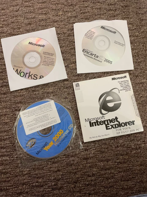MICROSOFT SOFTWARE PACKAGES IE4, Works 8, Y2k, Encarta 2005 $20.00 ...