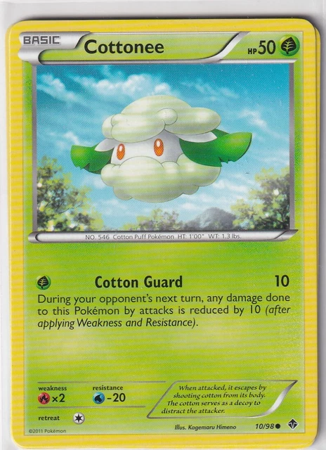 POKEMON CARTE AUFSTREBEN Le Mächtigen Numéro 10/98 Cottonee Anglais EUR ...